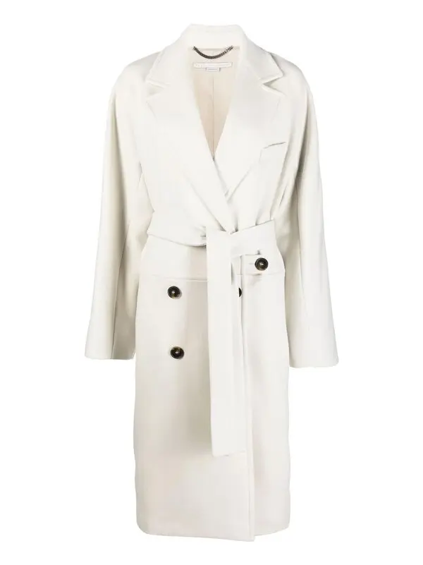 Stella McCartney Wool Double-breasted Tied-waist Coat - Grey