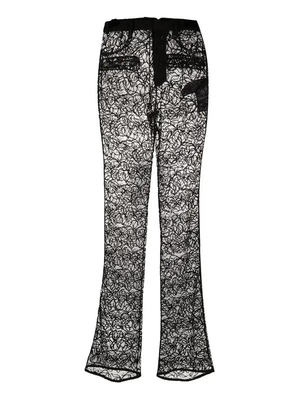 Saint Laurent Straight-leg Floral Lace Trousers - Black