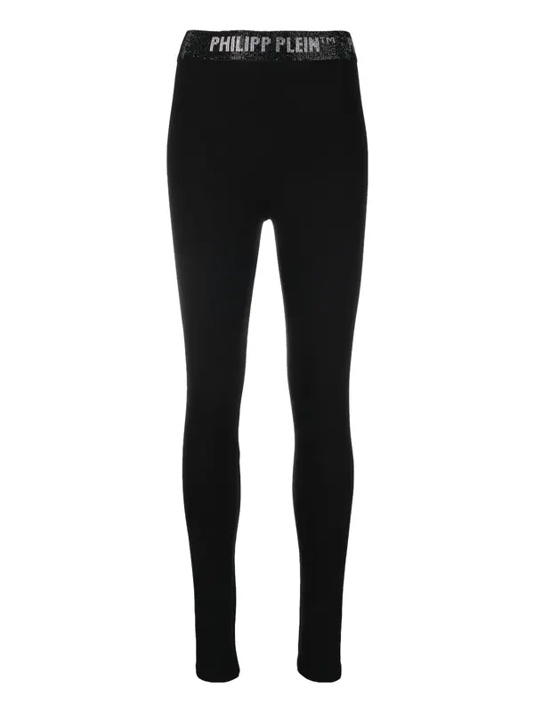 Philipp Plein Gem Logo-waistband Leggings - Black