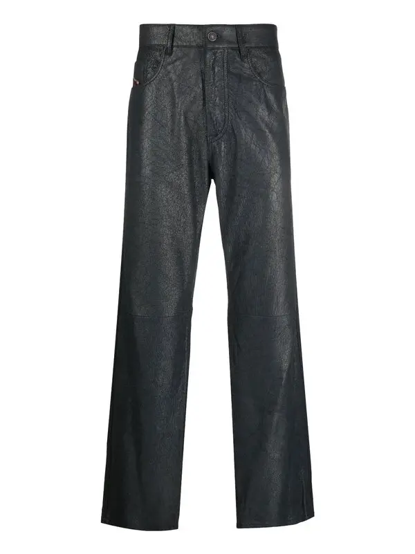 DIESEL® Lambskin Straight-leg Trousers - Grey