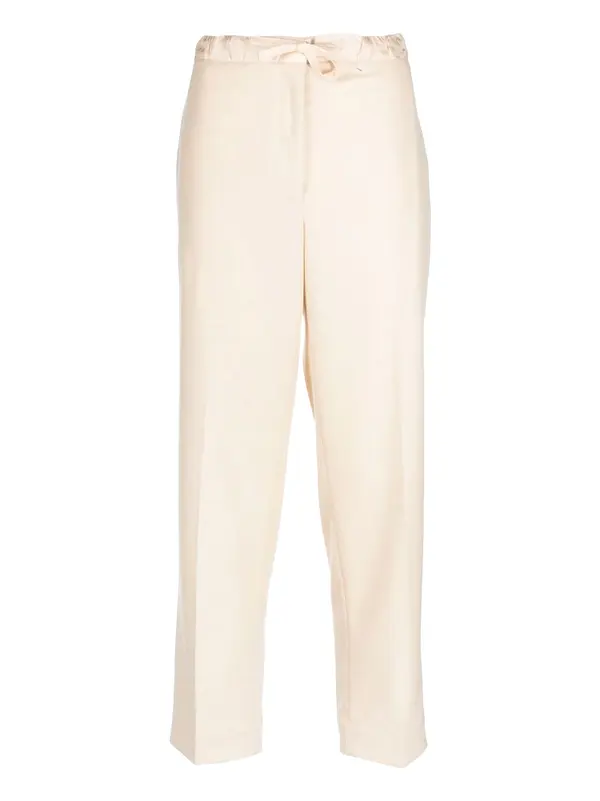 JIL SANDER Cropped Drawstring Trousers - Neutrals