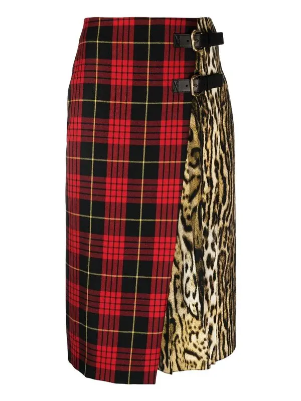 Roberto Cavalli Mix-print Midi Wrap Skirt - Red