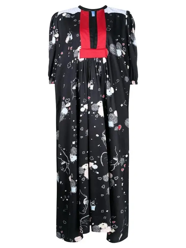 MACGRAW Betty Printed Midi Dress - Black
