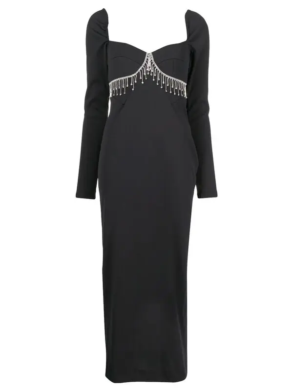 ANOUKI Rhinestone-trim Low-back Dress - Black