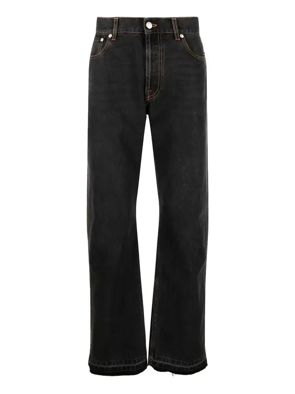 Alexander McQueen Side Stripe Straight-leg Jeans - Black