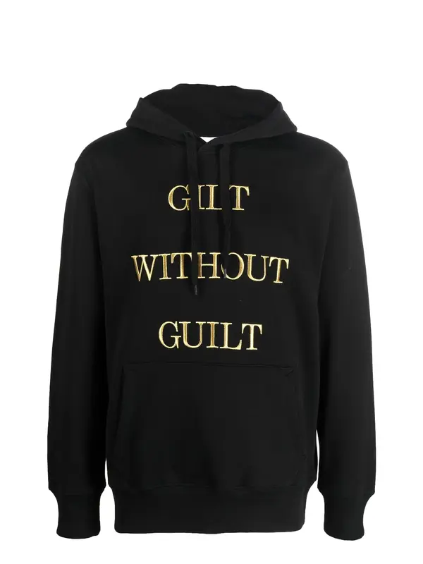 Moschino Embroidered Slogan Hoodie - Black