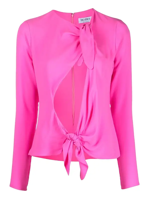 Attico Zelda Tie-front Blouse - Pink