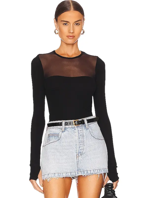 Michael Lauren Oslo Mesh Top - Black