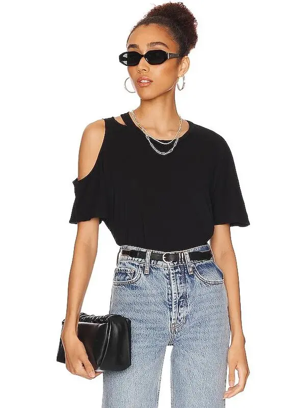 Michael Lauren Verdugo Crew Neck Tee With Cutout - Black