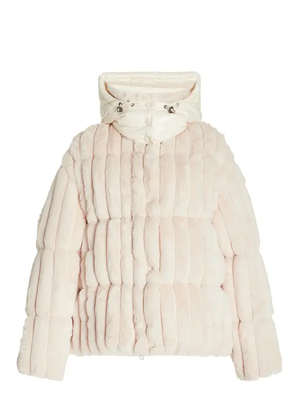 Moncler Fare Quilted Faux Fur Jacket - White