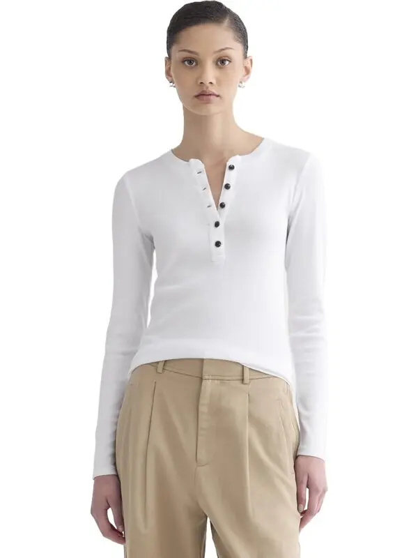 Everlane Luxe Rib Henley - White