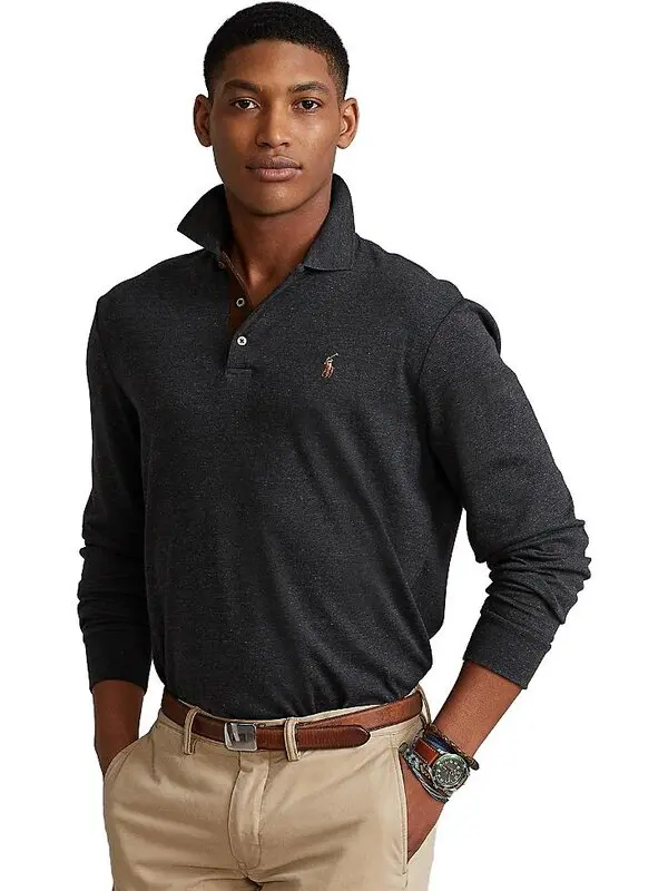 Polo Ralph Lauren Classic Fit Soft Cotton Long-sleeve Polo Shirt - Black Marl Heather