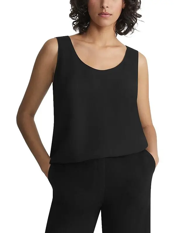 Lafayette 148 New York Finnley Silk Georgette Tank - Black