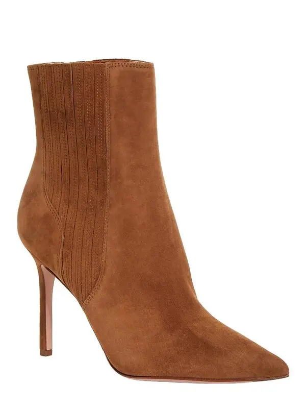 Veronica Beard Lisa High Heel Booties - Chestnut