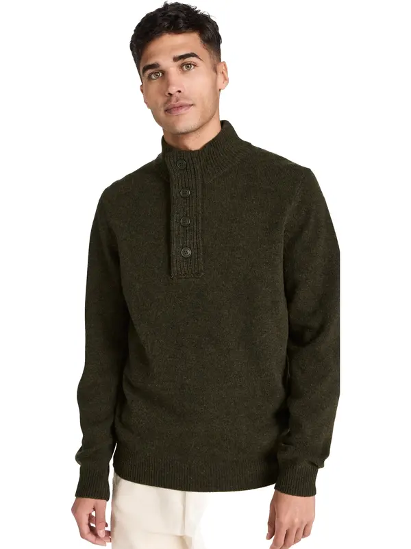 Barbour Elbow Patch Button Sweater - Seaweed