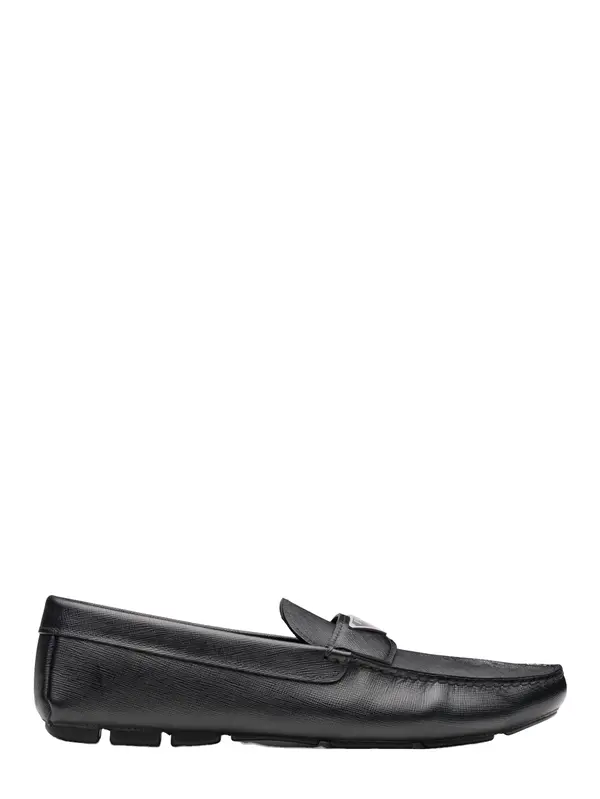 Prada Logo-plaque Leather Loafers - Black