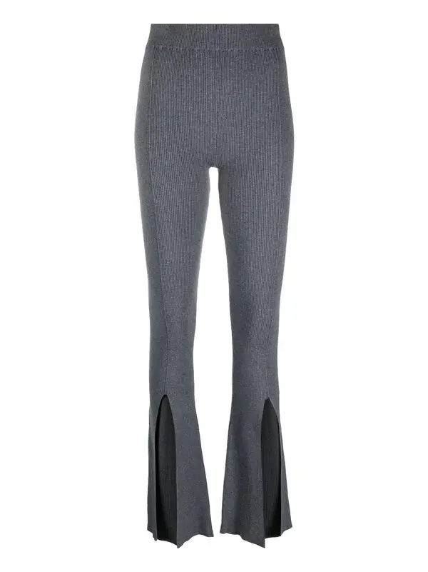 Remain Birger Christensen Rib Knit Trousers With Front Slits - Grey