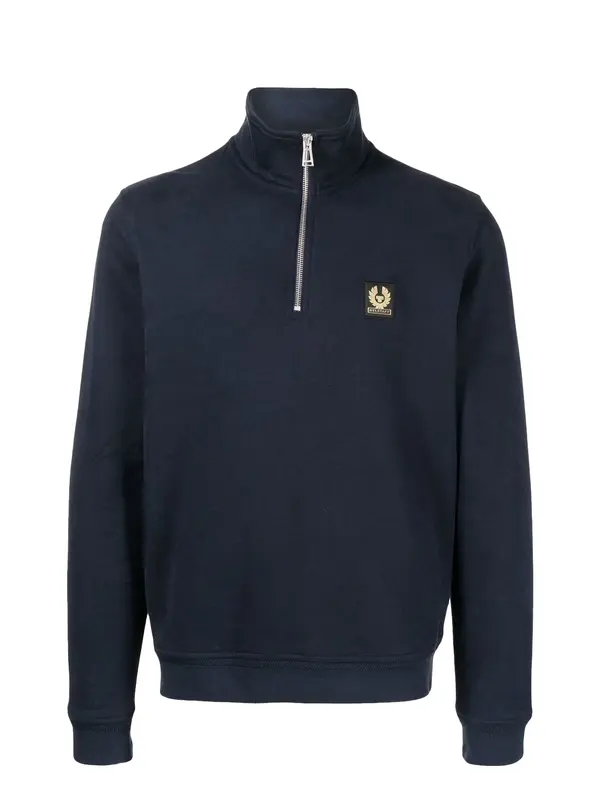 Belstaff Logo-patch Short-zip Sweatshirt - Blue