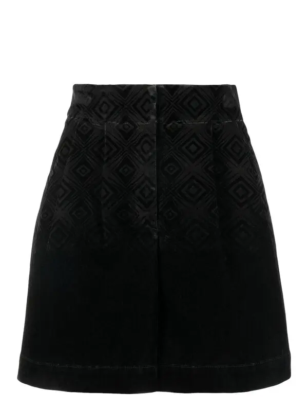 Alberta Ferretti Velvet Geometric Pattern Shorts - Black