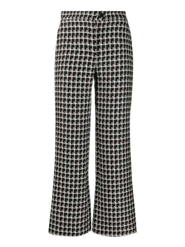 Alberta Ferretti Geometric Print Cropped Trousers - Black