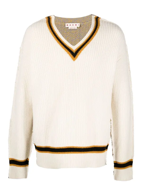Marni V-neck Knitted Jumper - Neutrals