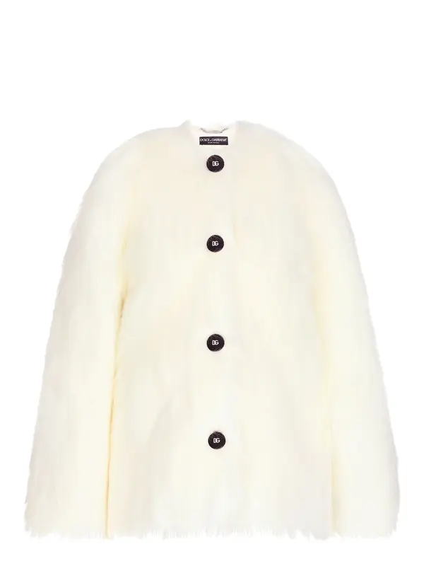 Dolce & Gabbana Faux Fur Jacket - White