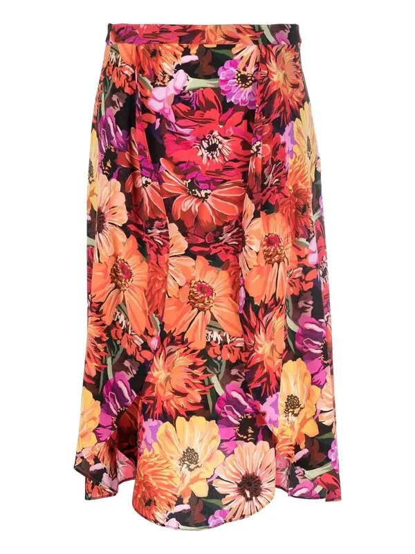 Stella McCartney Floral Print Midi Skirt - Red