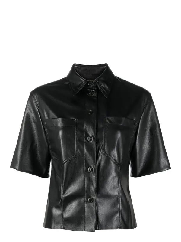 Nanushka Faux-leather Shirt - Black