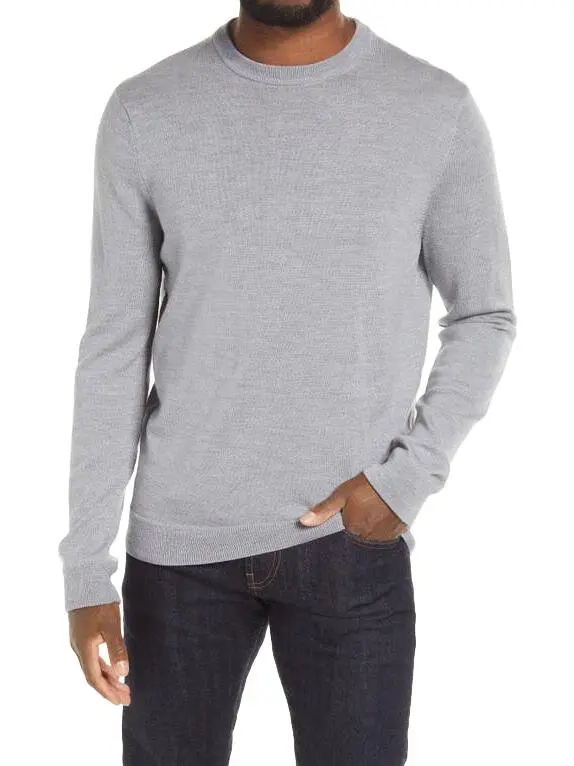 Nordstrom Washable Merino Crewneck Sweater - Grey Alloy Heather