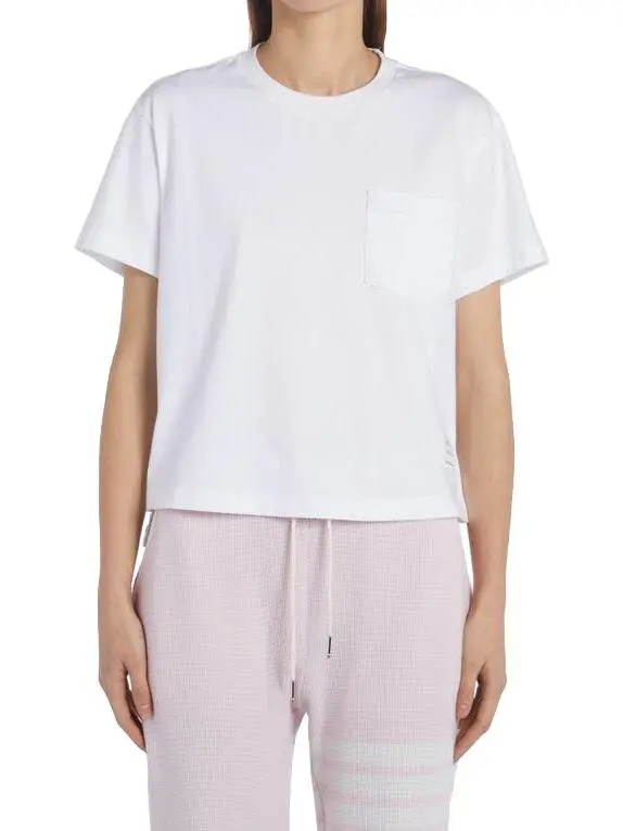 Thom Browne Medium Weight Cotton Jersey Boxy Pocket Tee - White