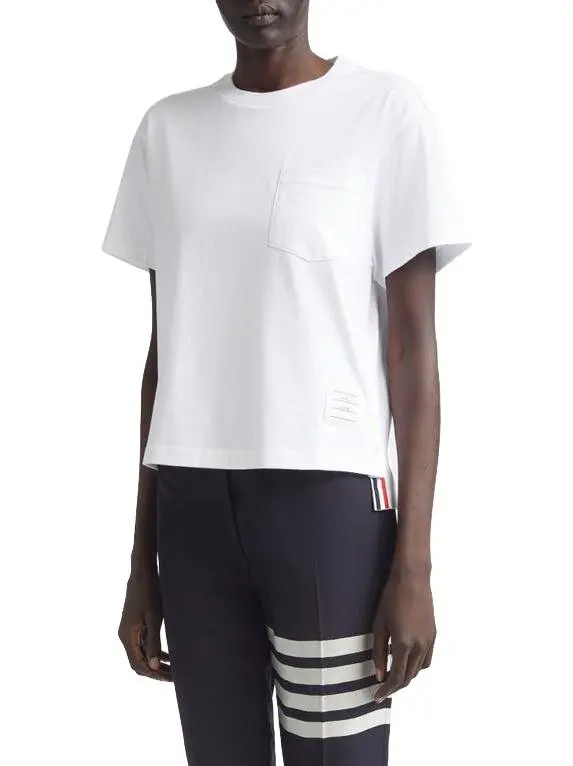 Thom Browne Medium Weight Cotton Jersey Boxy Pocket Tee - White