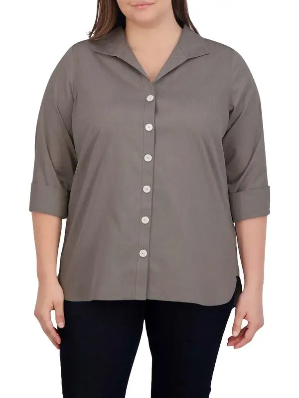 Foxcroft Pandora Non-iron Tunic Shirt - Charcoal