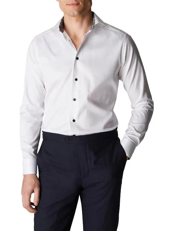 Eton Contemporary Fit Twill Dress Shirt - Natural