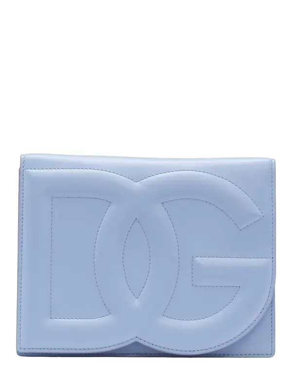 Dolce & Gabbana Dg Logo Leather Crossbody Bag - Light Blue