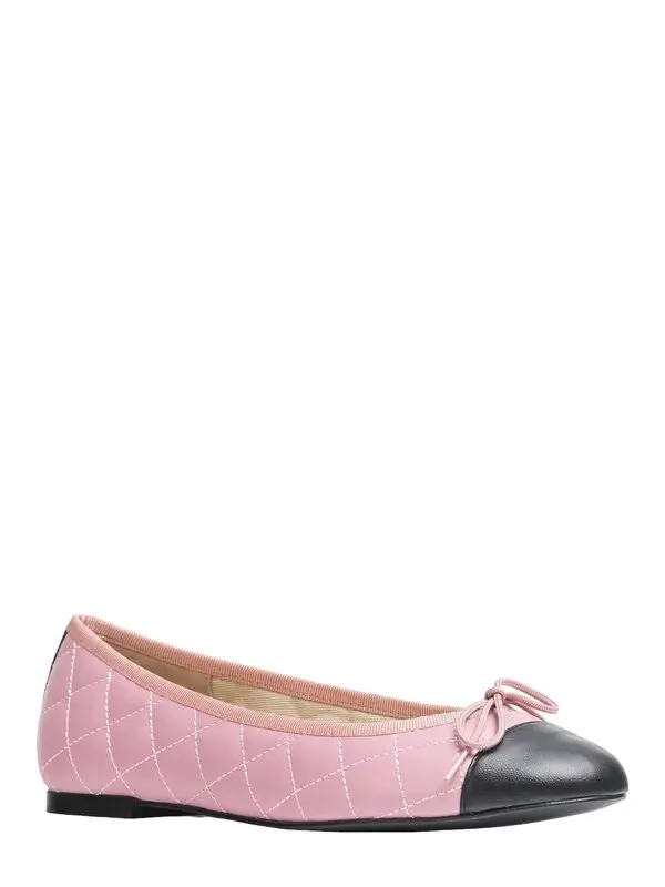 JON JOSEF Belle Quilted Ballerina Flat - Pink/black Combo
