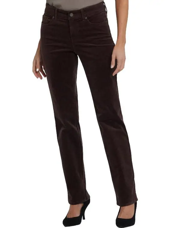 NYDJ Marilyn Straight Leg Corduroy Pants - Bitter Chocolate