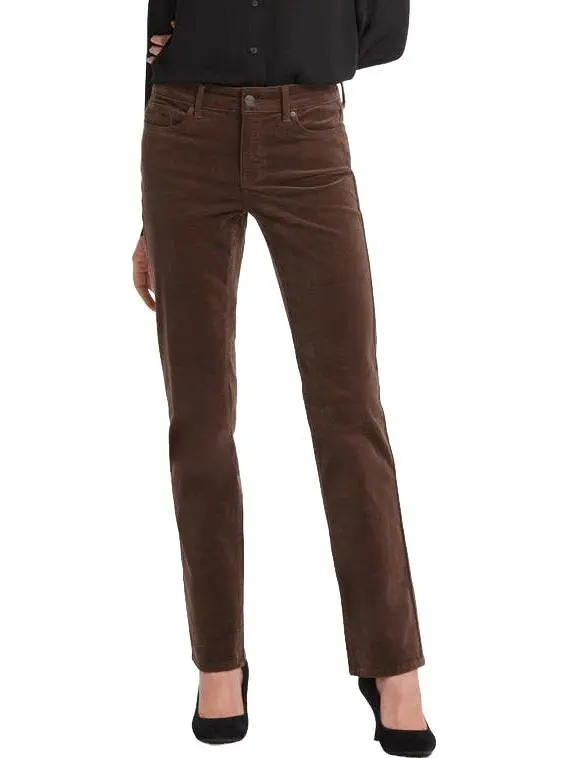 NYDJ Marilyn Straight Leg Corduroy Pants - Coffee Bean