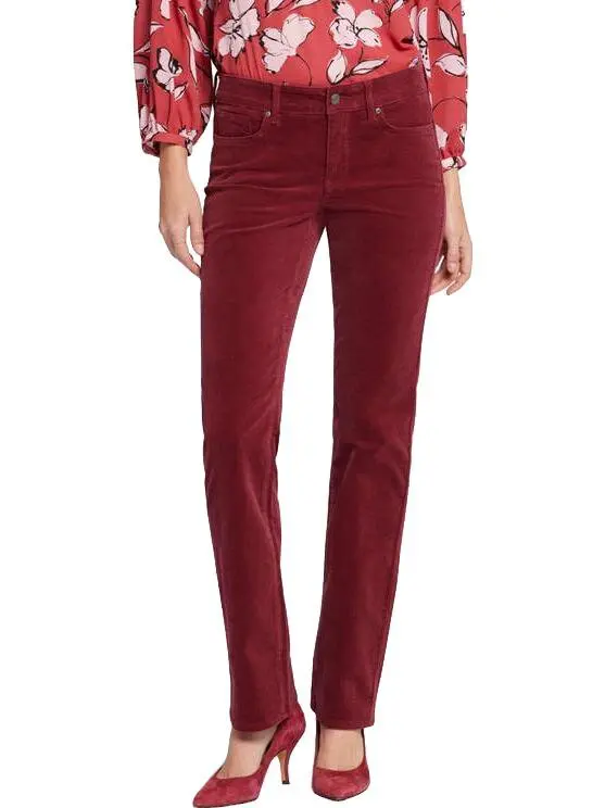 NYDJ Marilyn Straight Leg Corduroy Pants - Cranberry Pie