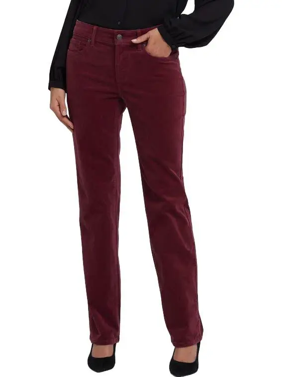 NYDJ Marilyn Straight Leg Corduroy Pants - Sienna Red