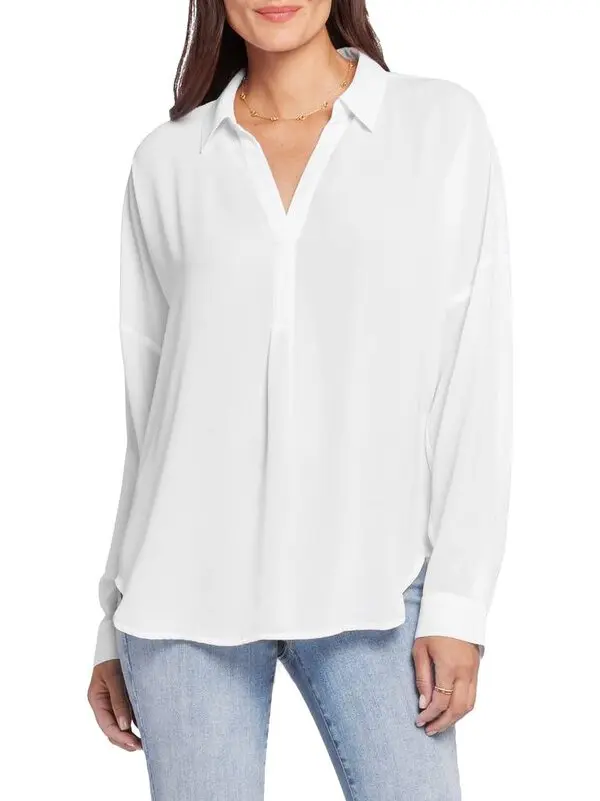 NYDJ Becky Recycled Polyester Georgette Blouse - Optic White