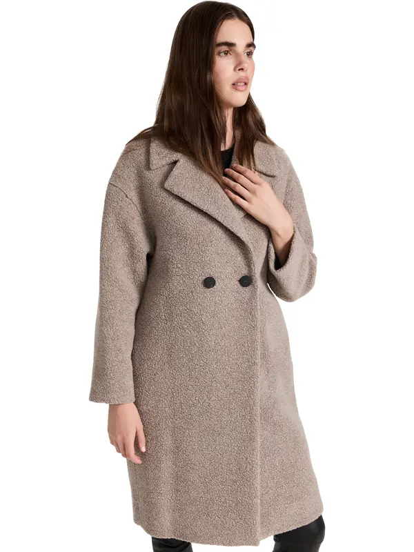 Harris Wharf London Dropped Shoulder Boucle Coat - Taupe