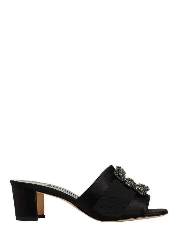 Manolo Blahnik Marta Crystal Buckle Sandals - Black