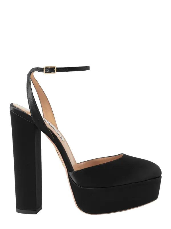 AQUAZZURA So High Plateau 140 Satin Platform Pumps - Black