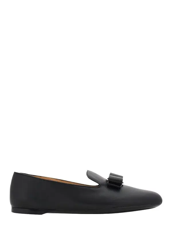 FERRAGAMO Vara Bow Loafer In Nappa Leather - Black