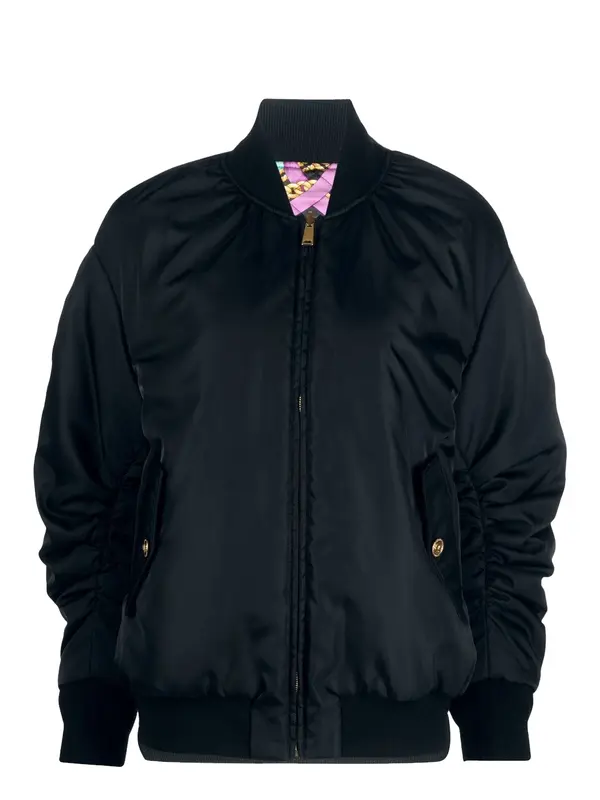 Versace I Ventagli-print Reversible Puffer Jacket - Black