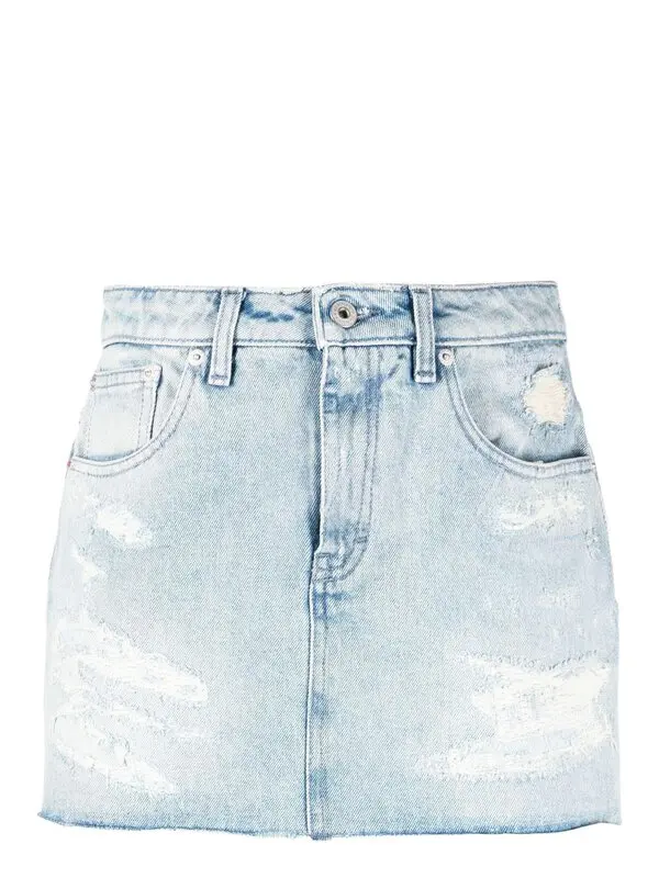 Heron Preston Distressed Denim Mini Skirt - Blue
