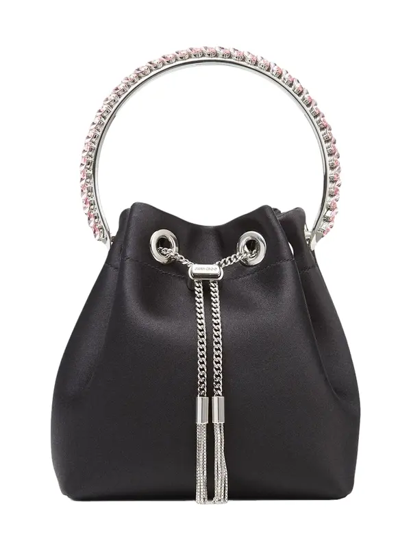 JIMMY CHOO Crystal-embellished Satin Bag - Black