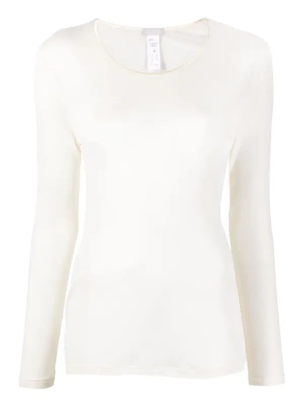 Hanro Long-sleeve Silk Top - Neutrals