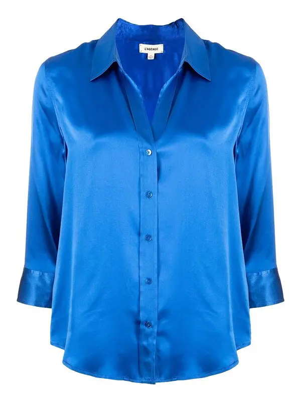 L'Agence Dani Three-quarter Sleeve Blouse - Blue