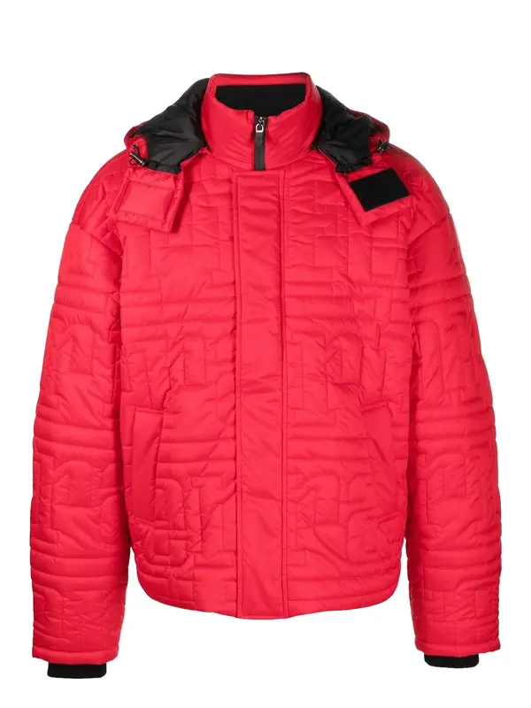 FERRARI Quilted-logo Puffer Jacket - Red